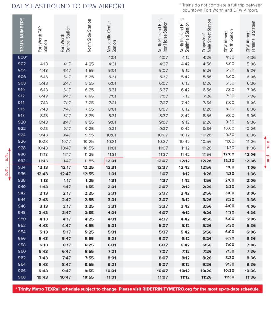 Trinity Metro TEXRail | Schedule